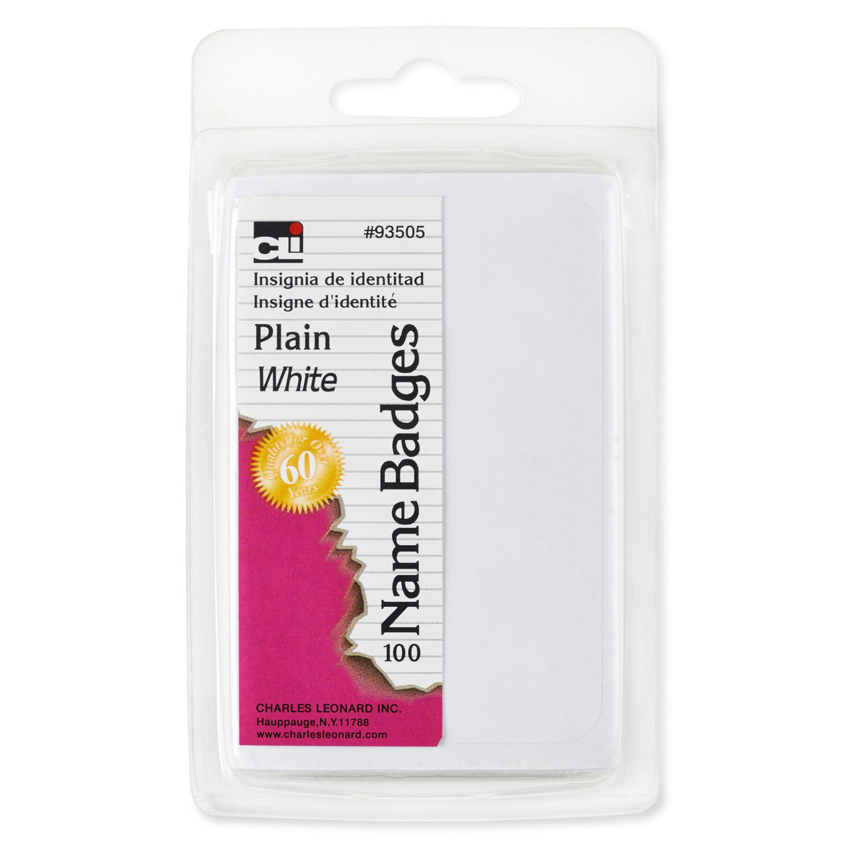 Self-Adhesive Name Badges, Plain, White, 100 Per Pack, 12 Packs ...