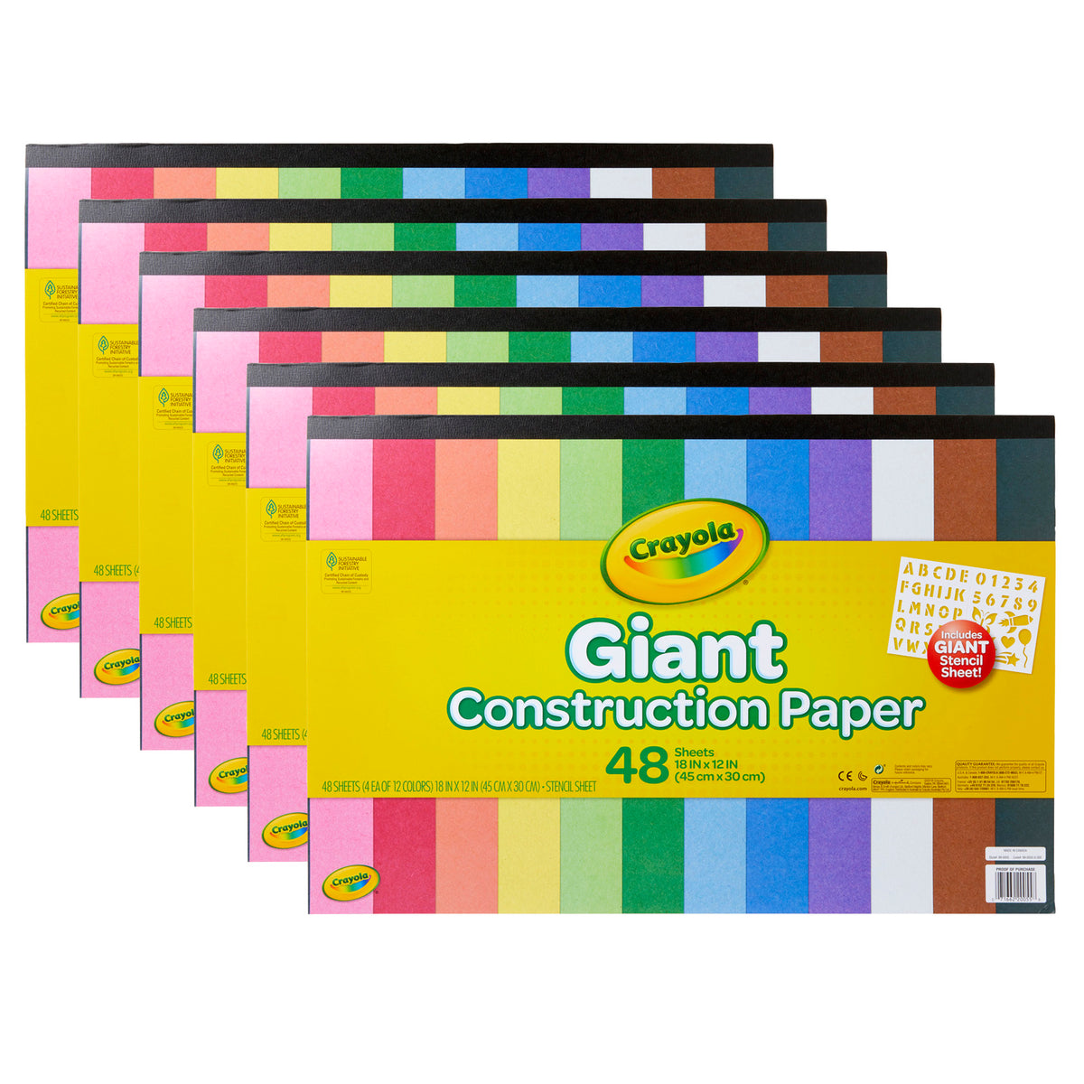 Giant Construction Paper Pad with Stencils, 48 Sheets, Pack of 6 ...